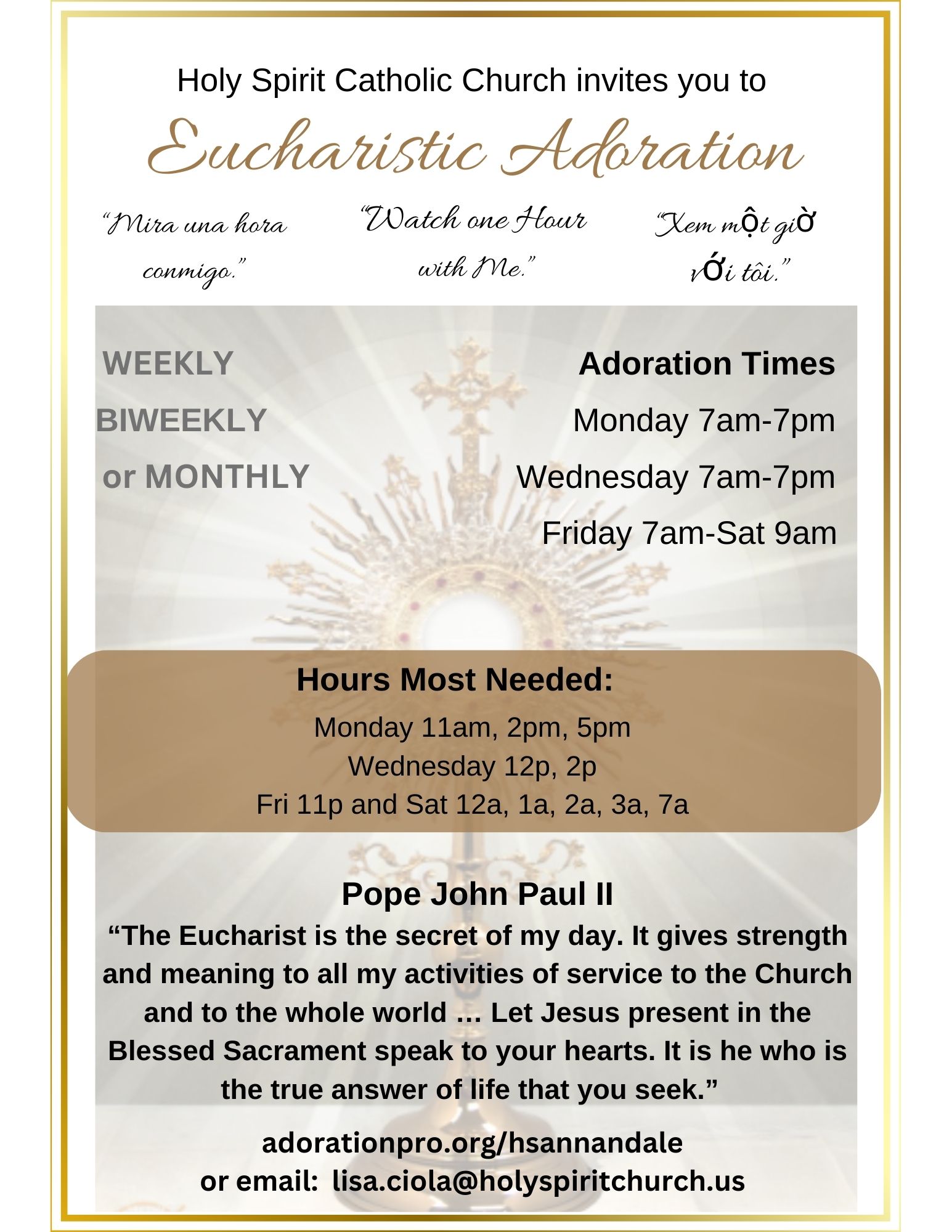 Adoration bulletin multiple parishes - Holy Spirit Parish