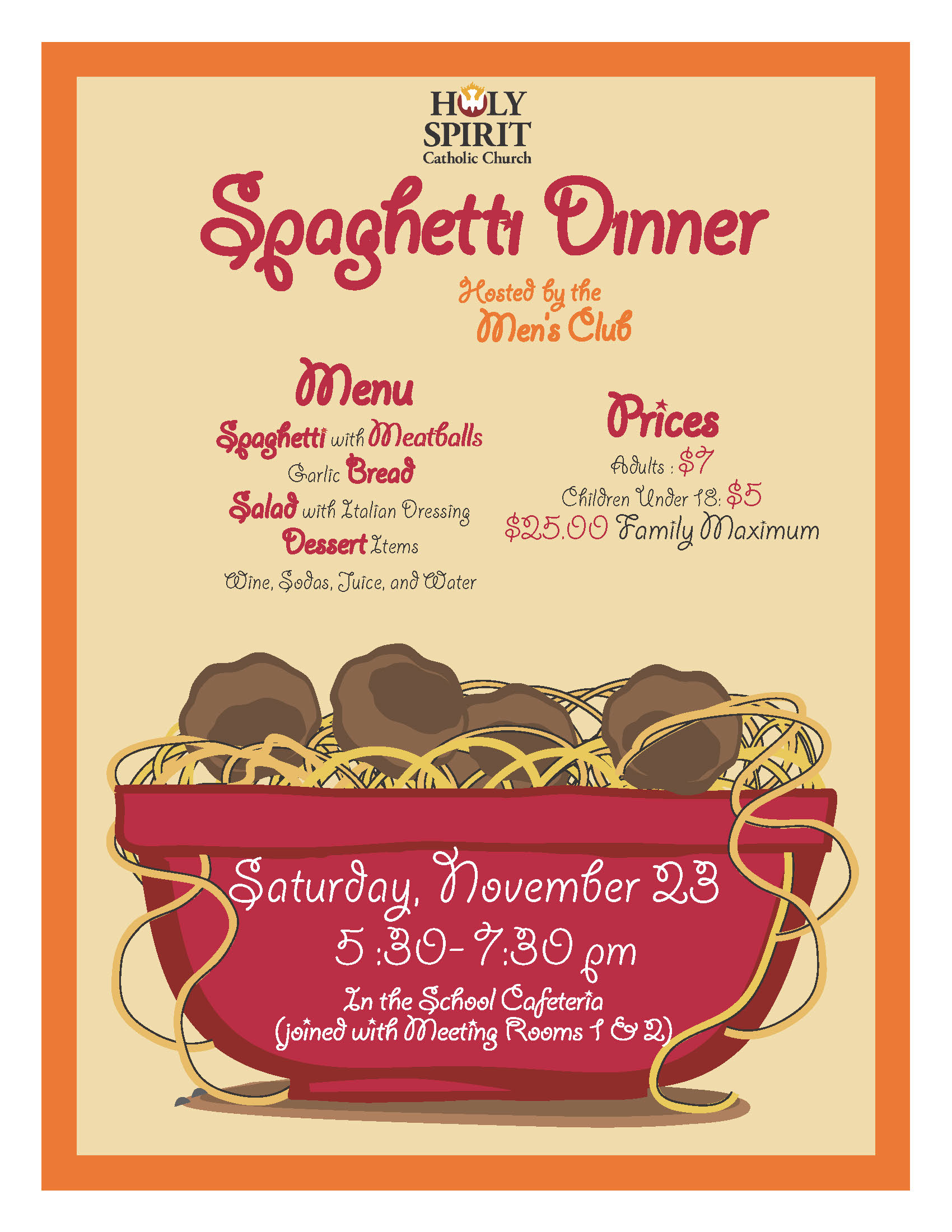 Bulletin Spaghetti Dinner 2024 Full Page - Holy Spirit Parish