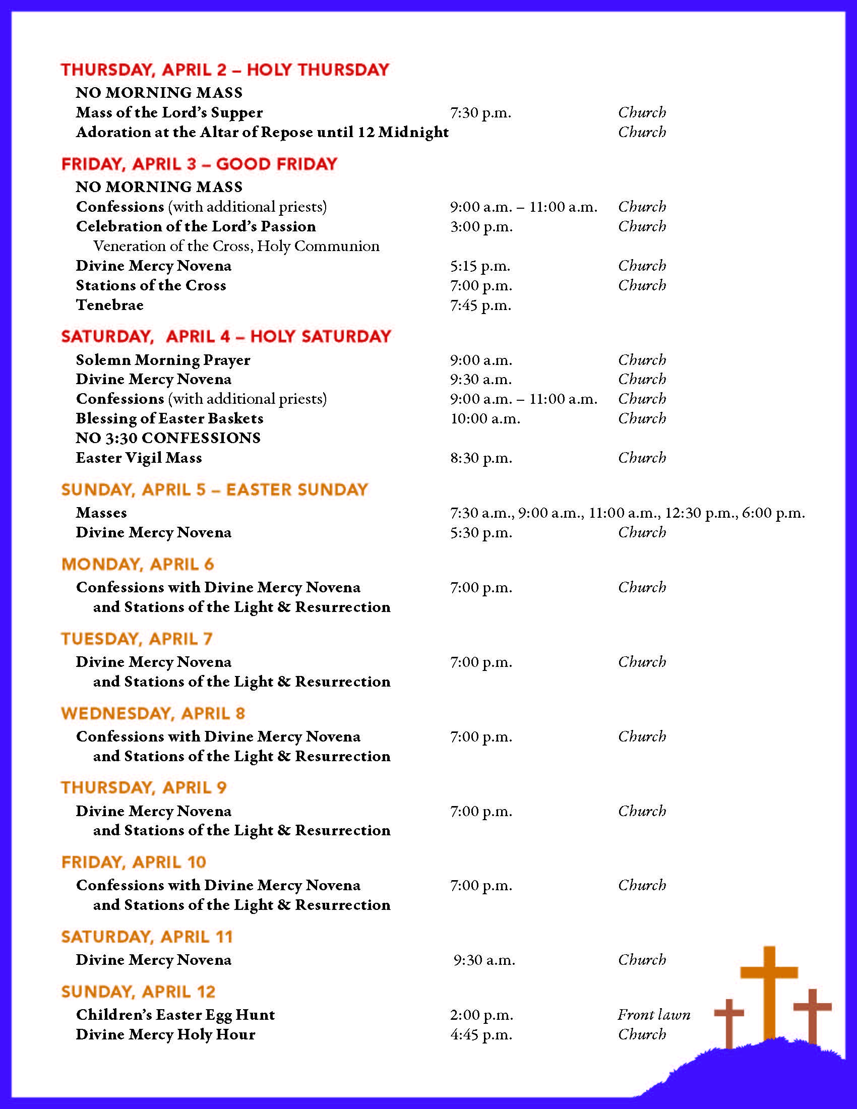 V3 2026 Lent and Easter Schedule_Bulletin flyer_Page_2 - Holy Spirit Parish